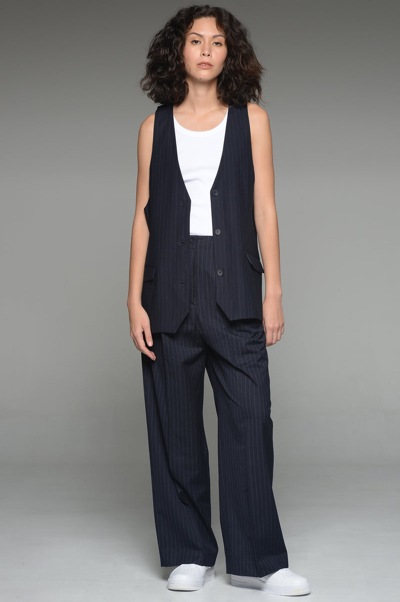 Navy Blue Pinstriped Vest and Trouser Match Set – deliverdeliverdaily